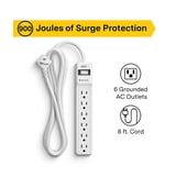 NXT Technologies 6-Outlet Surge Protector 8ft Cord 900 Joules NX54314 ...