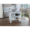 Qumbnk Wood Kitchen Island with 3 Open Storage Shelves, Table for ...