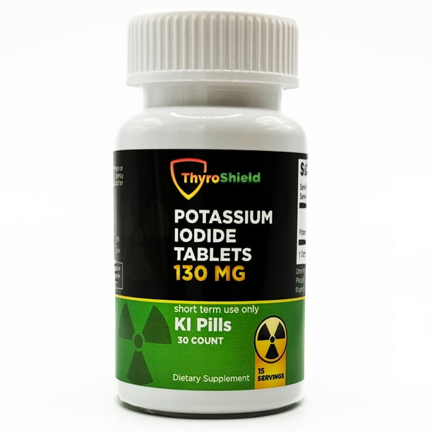 Tabletas de yoduro de potasio ThyroShield 130 mg de yodo (30 tabletas ...