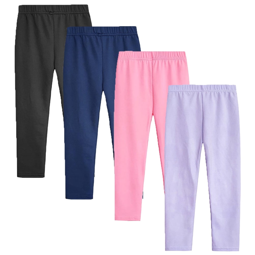 Baywell Little Girls Basic Leggings 4-Pack Soft Comfortable Leggings ...