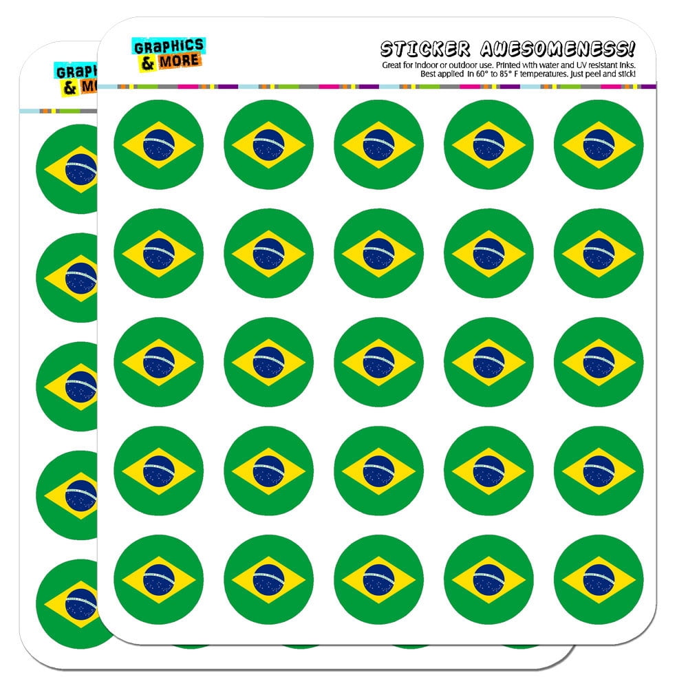 Brazil National Country Flag 1" Scrapbooking Crafting Stickers ...