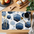 Blue Blocks Cotton Linen Placemats Set of 4, Modern Art Yellow Line ...