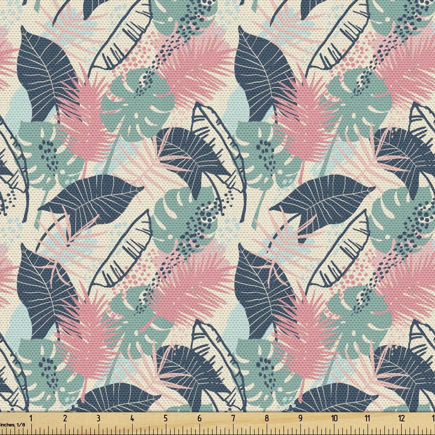 Botanical Fabric by the Yard, Continuous Tropical Pattern with Exotic ...
