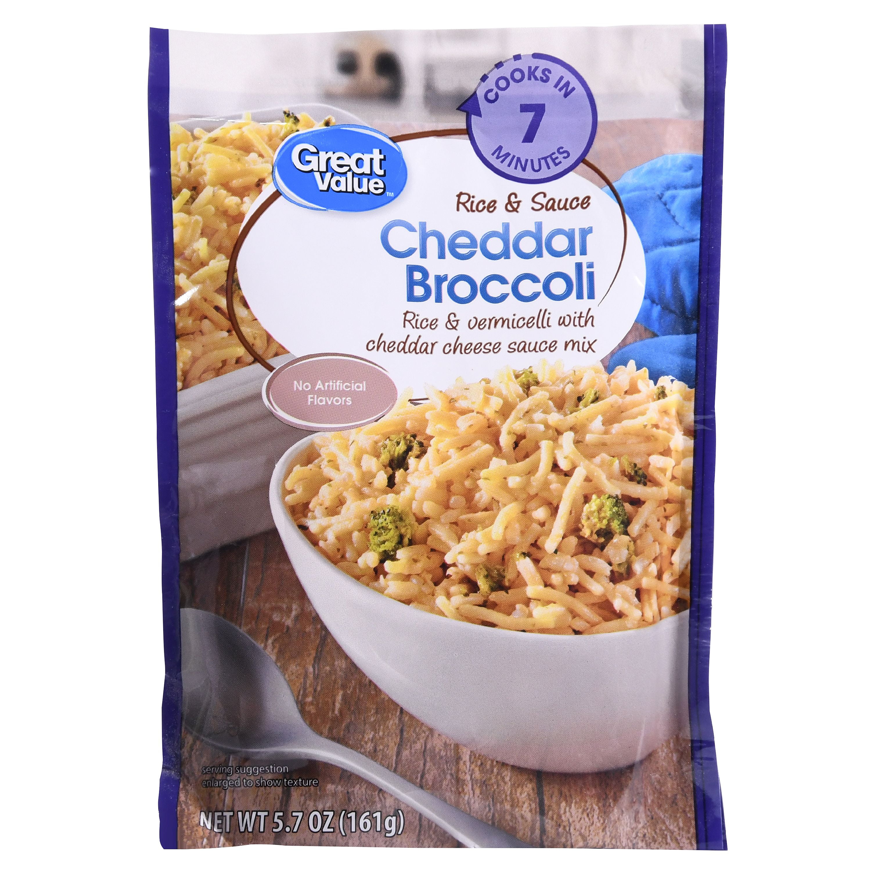 Great Value Cheddar Broccoli Rice & Sauce, 5.7 oz – Walmart Inventory ...