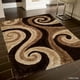 Allstar Coco Shaggy Area Rug with 3D Brown Spiral Design. Contemporary ...