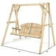 Costway A-Frame Wooden Porch Swing Outdoor garden rural Torched Log ...