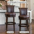 Maven Lane Pullman Bar Stool, Dark Walnut Finish w/ Vintage Brown Vegan ...