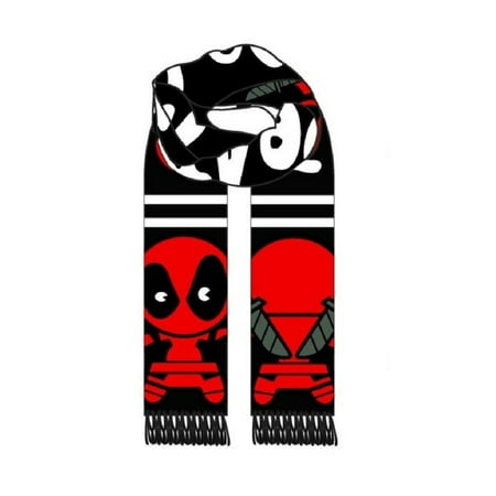 Marvel Deadpool Knitted Winter Scarf Red N' Black Jacquard Comic Book ...