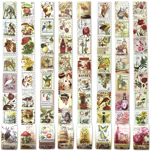 Postage Stamp Washi Tapes 8 Rolls Vintage Postage Stamp Stickers Tapes ...