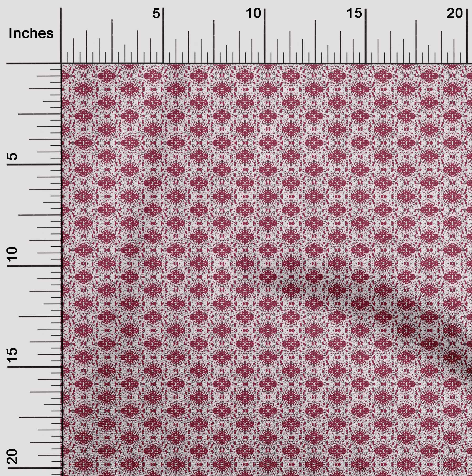 oneOone Cotton Silk Bright Crimson Red Fabric Geometric Check Fabric ...