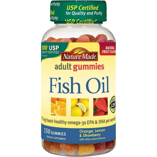 Nature Made Fish Oil Gummies, Strawberry, Lemon & Orange, 150 Gummies ...