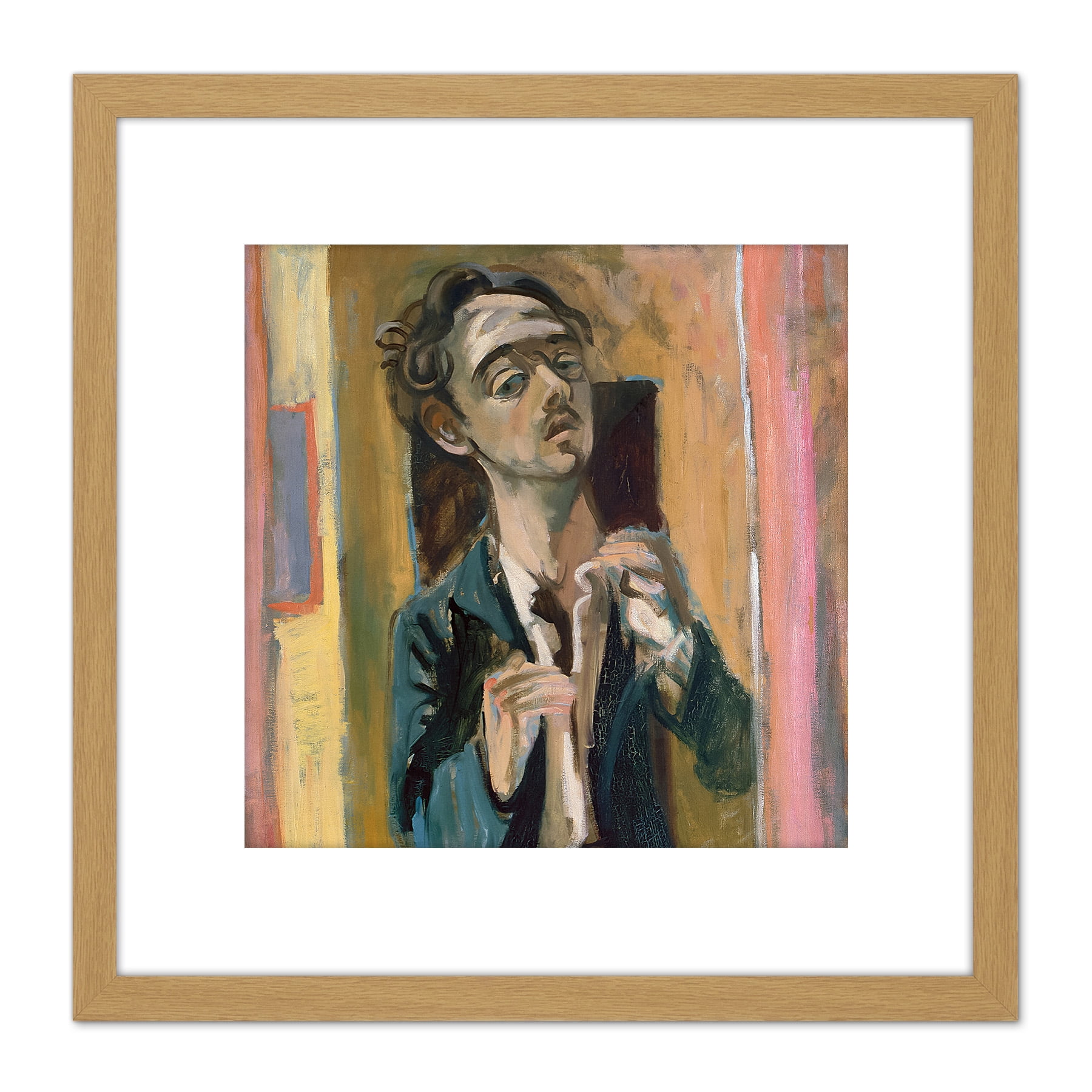 Endre Rozsda Autoportrait 1939 8X8 Inch Square Wooden Framed Wall Art ...