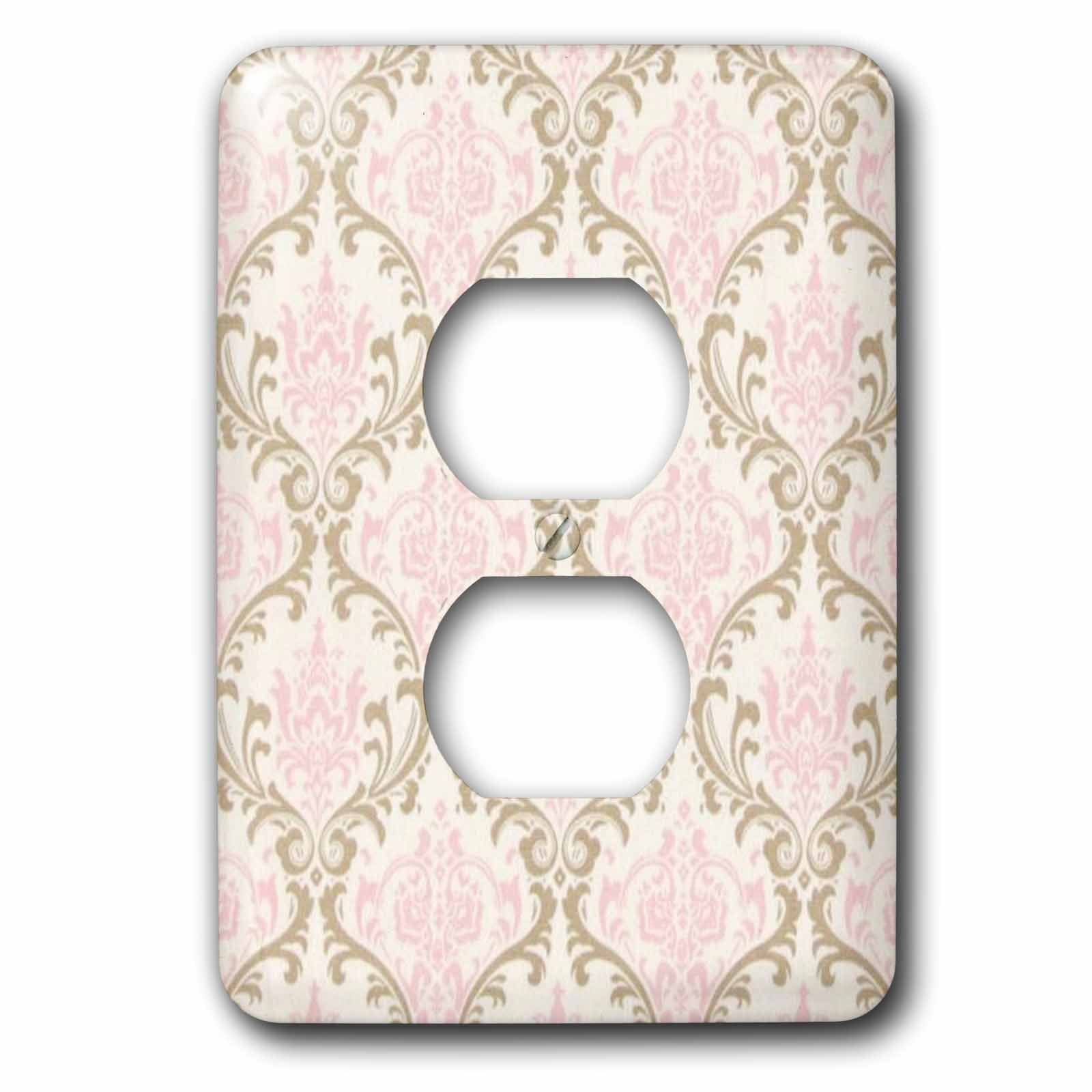 3dRose Pink Beige n White Damask - 2 Plug Outlet Cover (lsp_60534_6 ...