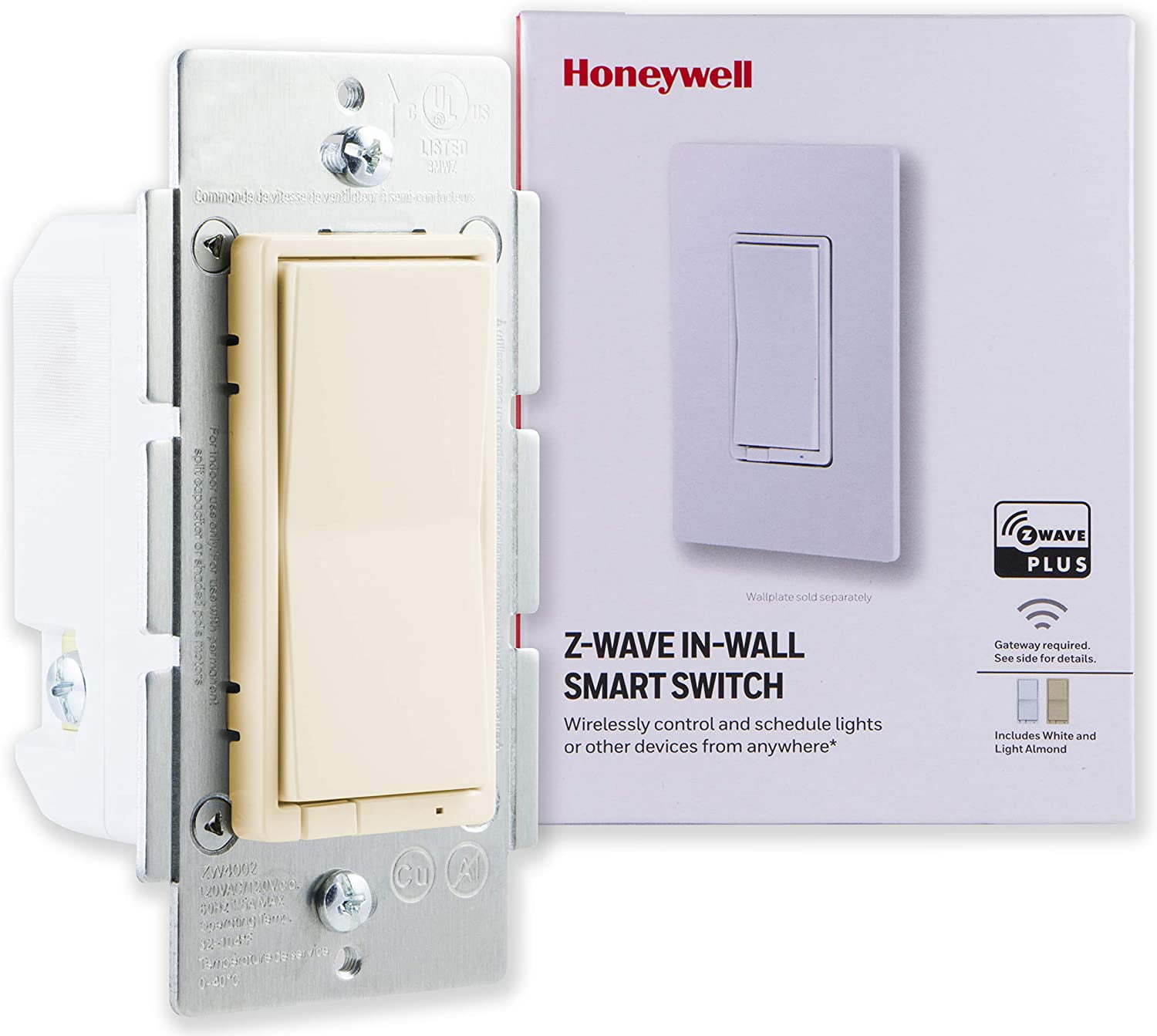 Honeywell Ultra Pro Z-Wave Plus Smart Light Switch, In-Wall Ivory ...