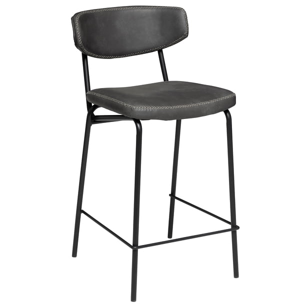 Elite Living Ingrid Modern Faux Leather & Metal Bar/Counter Stool (29/26 inch) Grey Counter ...