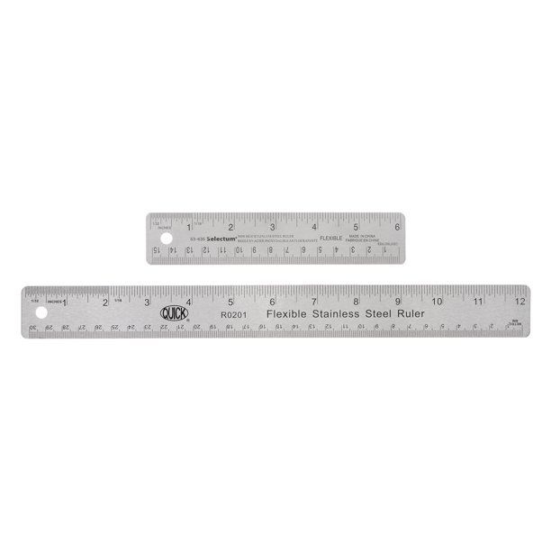 Uxcell 2pcs Stainless Steel Rulers with Non-Skid Backing 15cm/6" 30cm ...