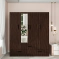 ModMakers 4-Door Wardrobe Armoire Closet with Mirror, Freestanding Wood ...