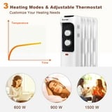 Costway 1500W Oil Filled Heater Portable Radiator Space Heater w ...