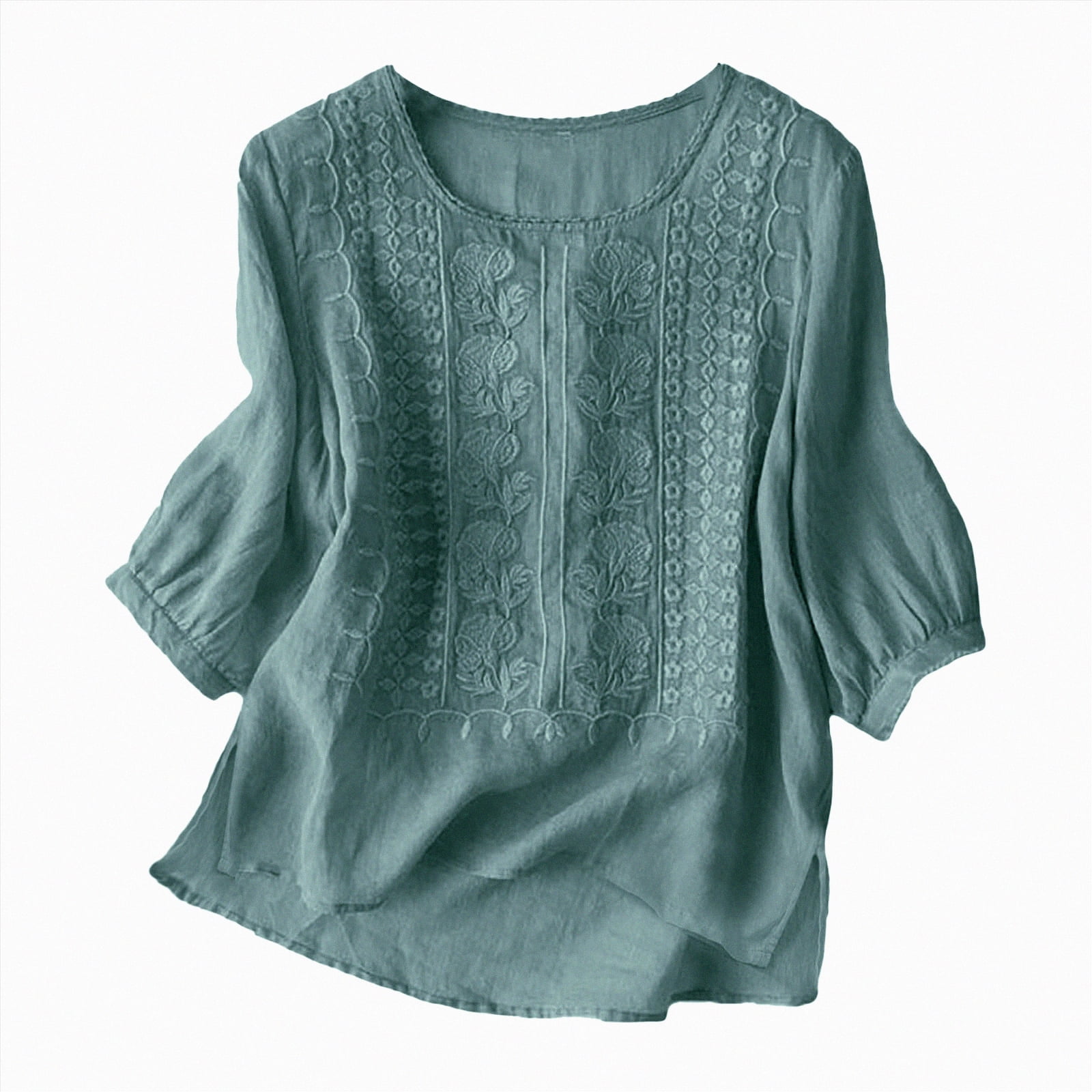 Click here for Wuandixfa Womens Crew Neck Long Sleeve Linen Shirt... prices