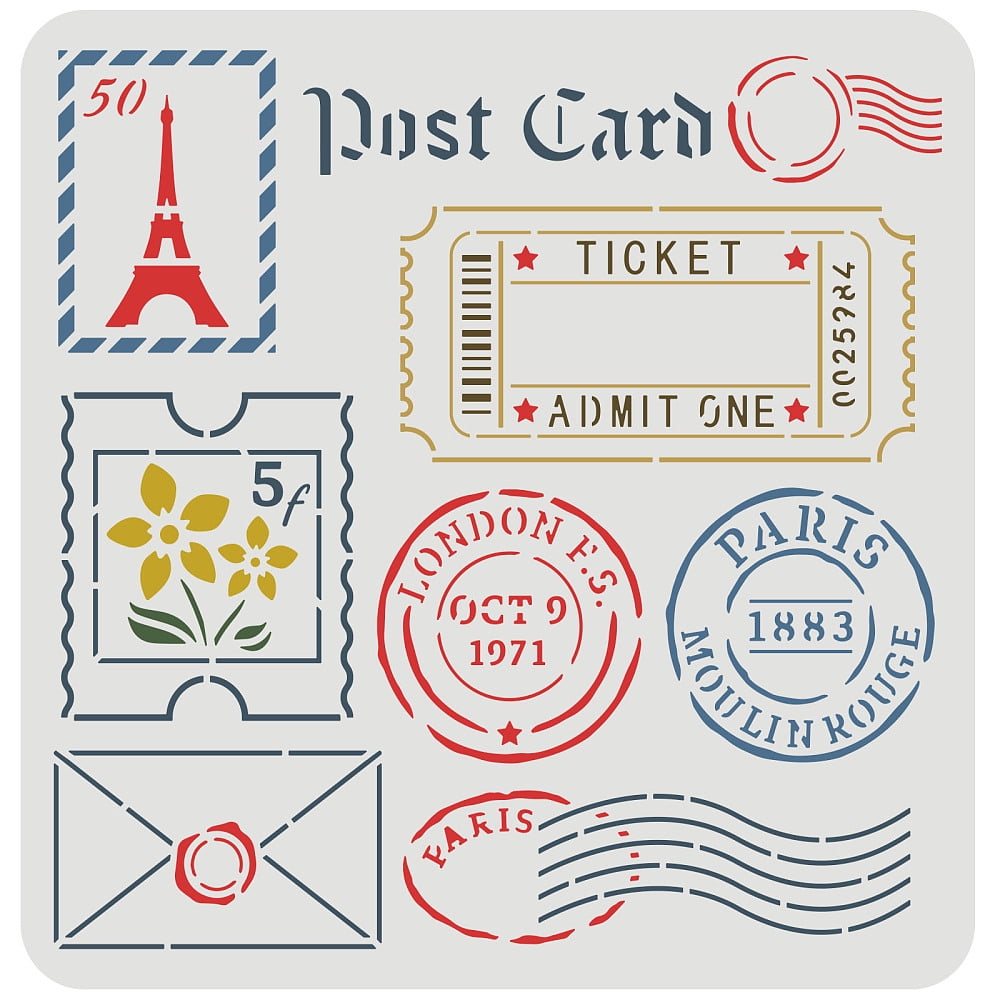 1pc Paris Postage Stencil 30x30cm Large French Post Stamp Stencil ...