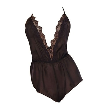 Women Lace Babydoll V-neck Chemise Sleepwear Sexy Open Back Lingerie ...