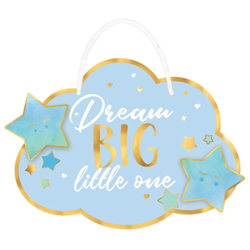Baby Shower 'Hello World Boy' Deluxe Hanging Sign (1ct) - Walmart.com