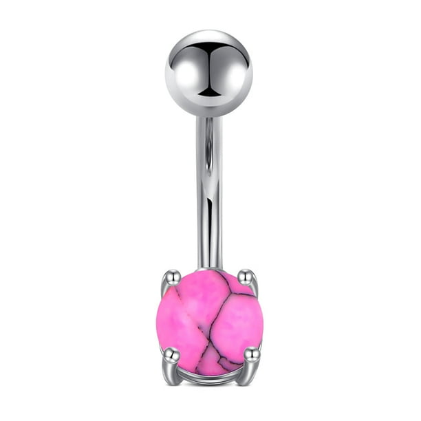 LAURITAMI Small Turquoise Stone Belly Button Ring Stainless Steel 14G ...