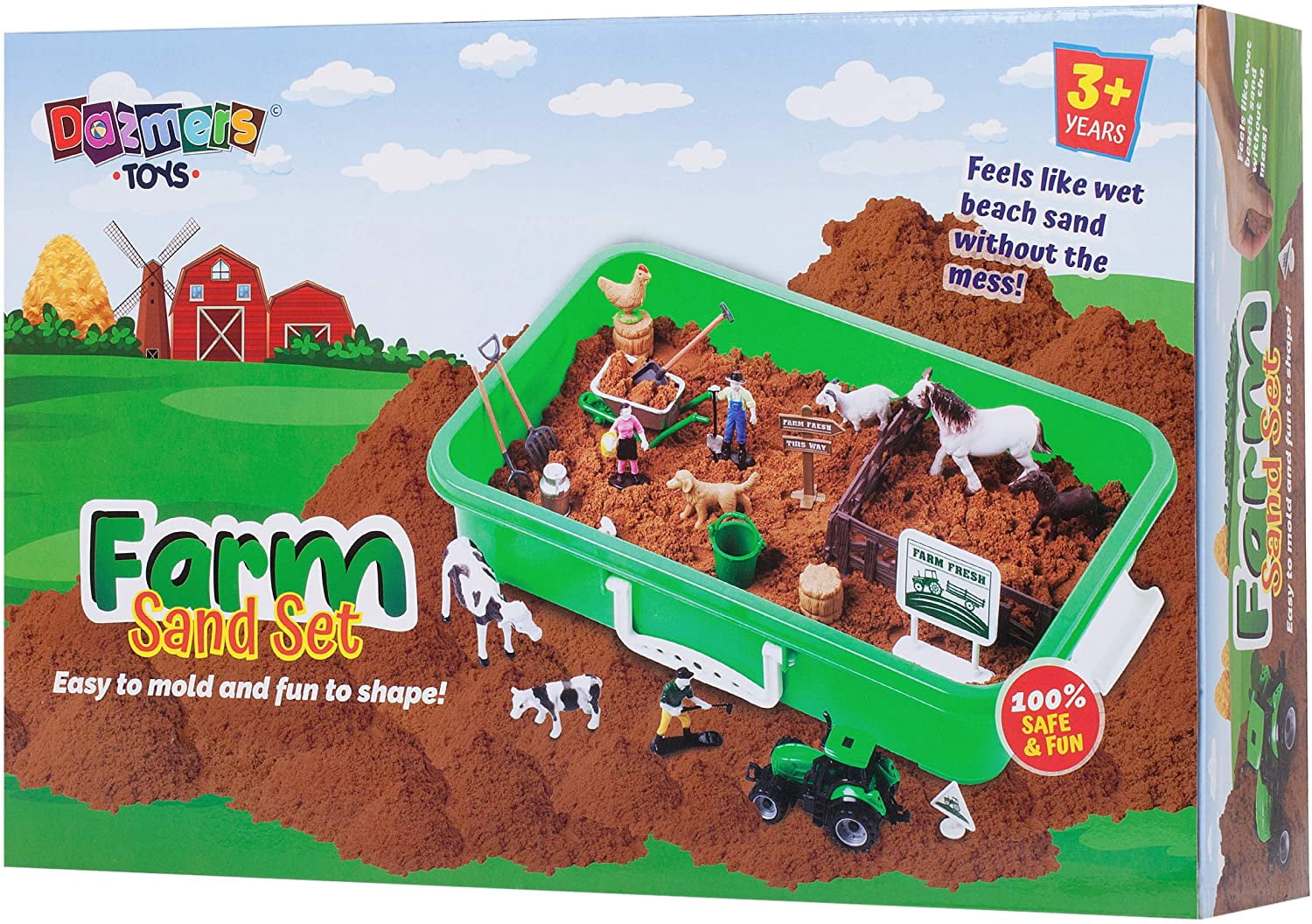 Buy Farm Sand Play Set 28 Figures- Sensory Toys for Kids with 2 lbs of ...