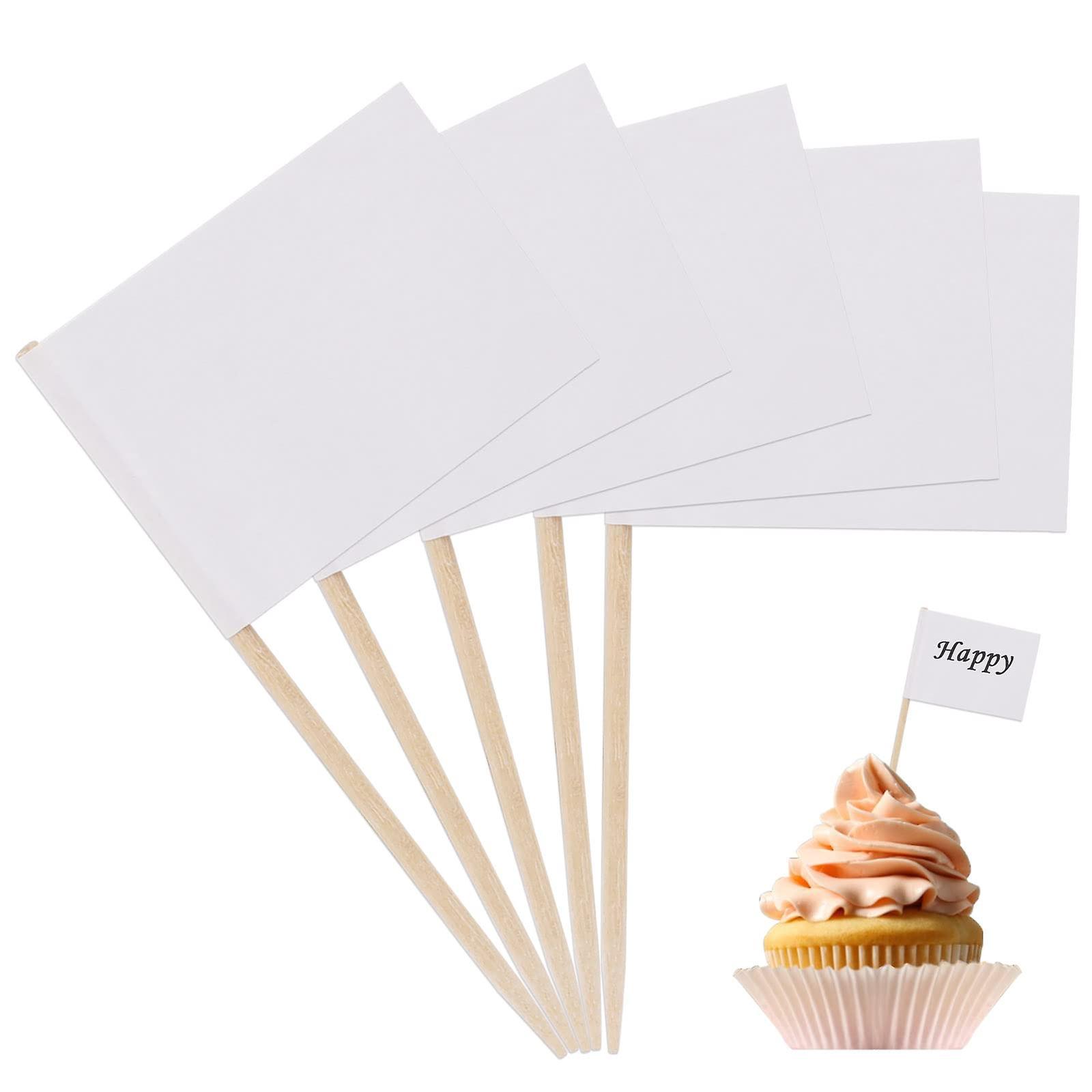 100Pcs Party Food Labels for Buffet, White Blank Toothpick Flags ...