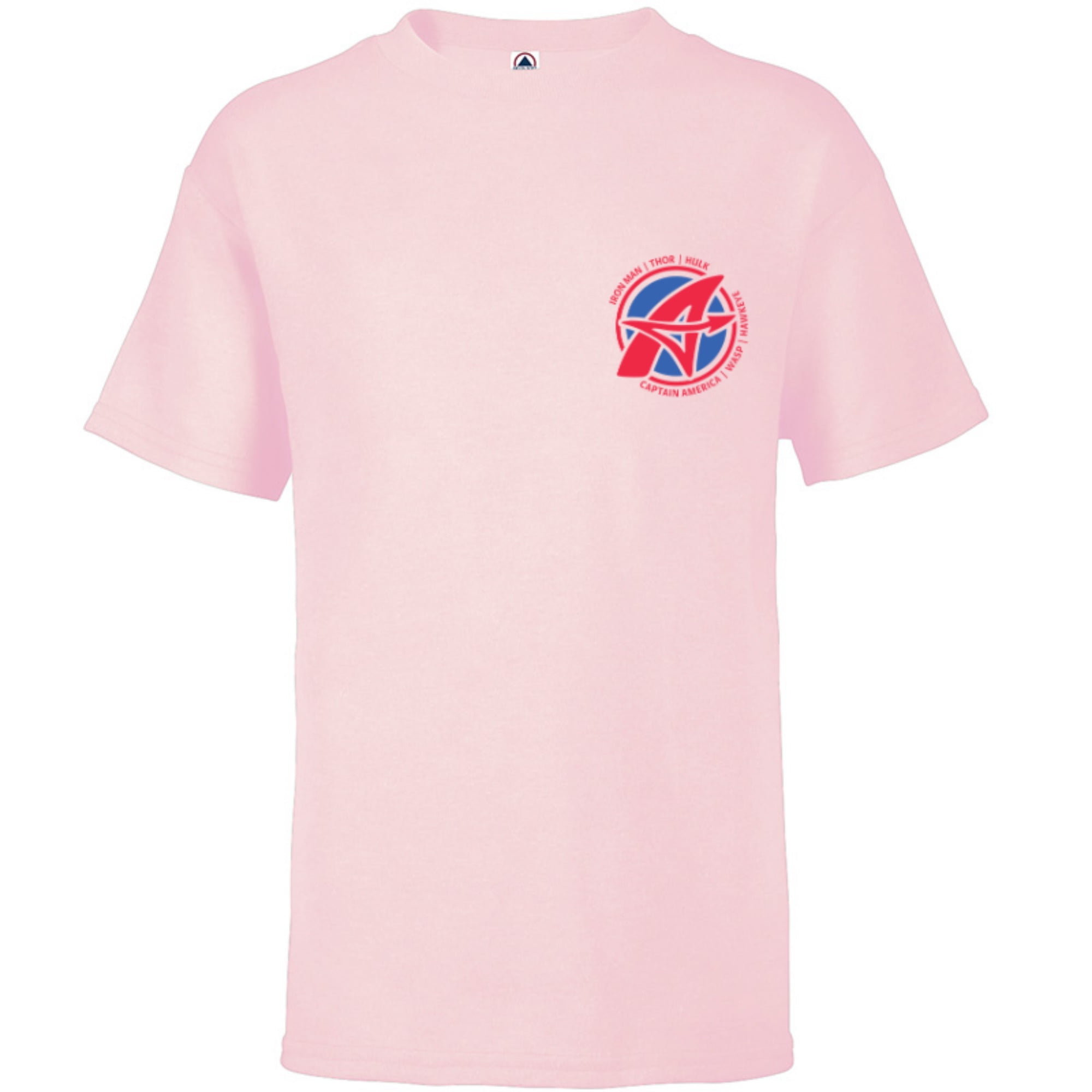 Marvel Avengers A Logo Icon And Super Hero Names Short Sleeve T Shirt marvel-avengers-a-logo-icon-and-super-hero-names-short-sleeve-t-shirt