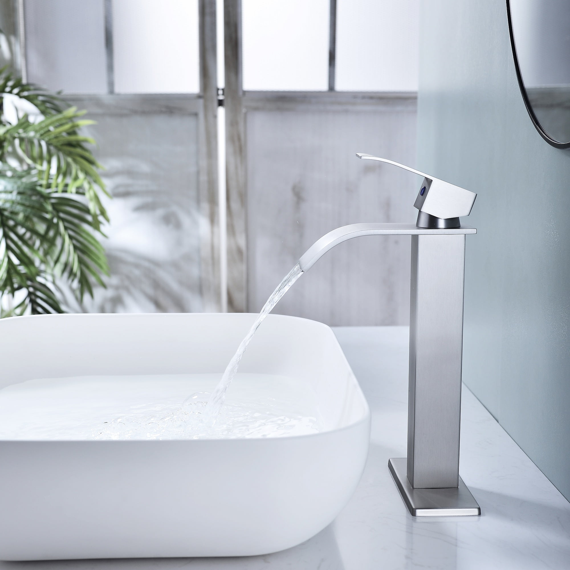 CoSoTower Waterfall Spout Bathroom Faucet,Single Handle Bathroom Vanity ...