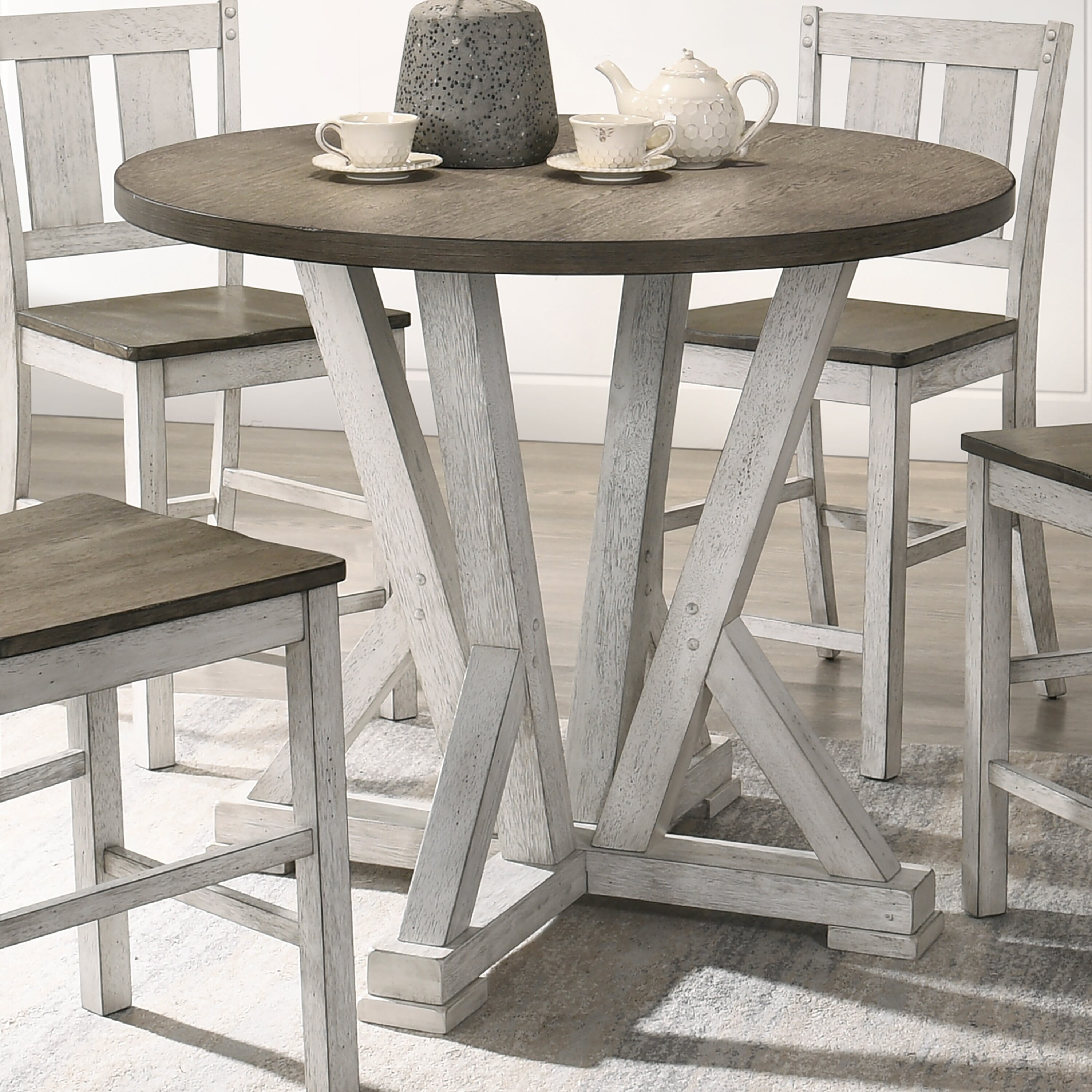 Furniture of America Theile Rustic 42-inch Round Counter Height Table ...