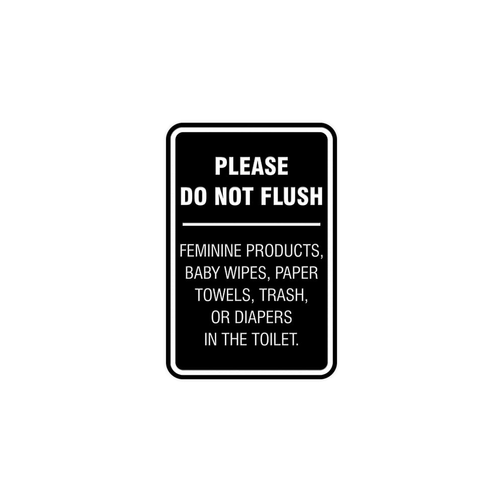 Portrait Round Please Do Not Flush Etiquette Sign (Black) - Large 6" x ...
