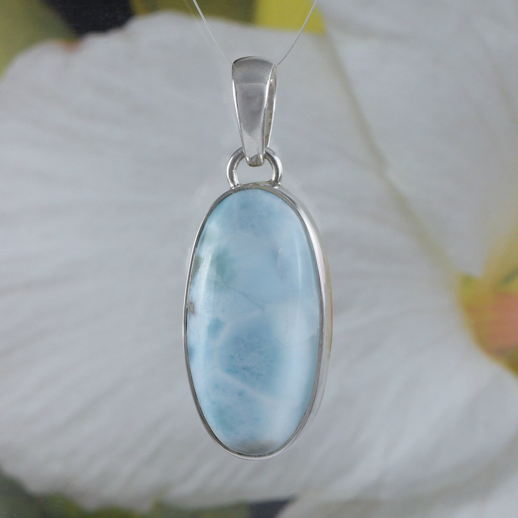 Gorgeous Unique Hawaiian Large Genuine Larimar Necklace, Sterling ...