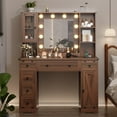 Makeup Table with Charging Station, Farmhouse Vanity Table with 6 ...
