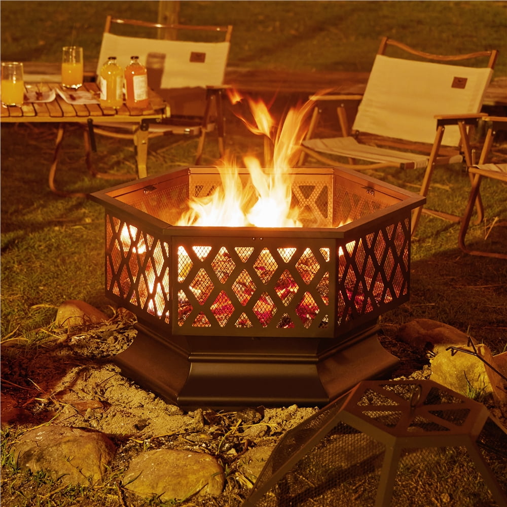Click here for Yaheetech 26 Hex Shaped Fire Pit With Spark Screen... prices