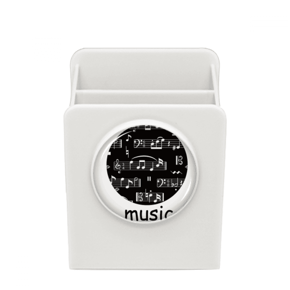 White Music Notes Bar Black Desk Pencil Holder Cup Pen Organizer ...