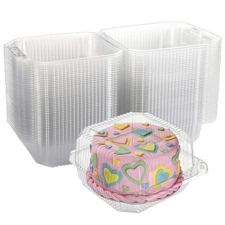 50 Pack 5x5 Inch Plastic Hinged Food Containers, Disposable Takeout ...