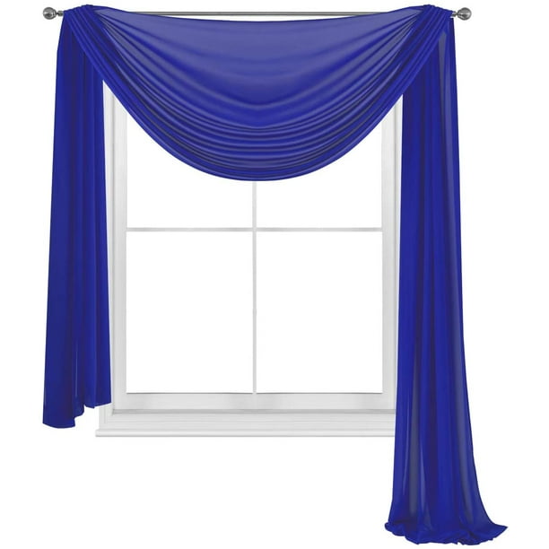 Royal Blue Scarves Elegance Sheer Voile Window Curtain Scarf Fully ...