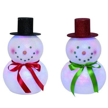 Set of 2 Clear Medium Silver Glitter Snowman Tabletop Decor 18.5 ...