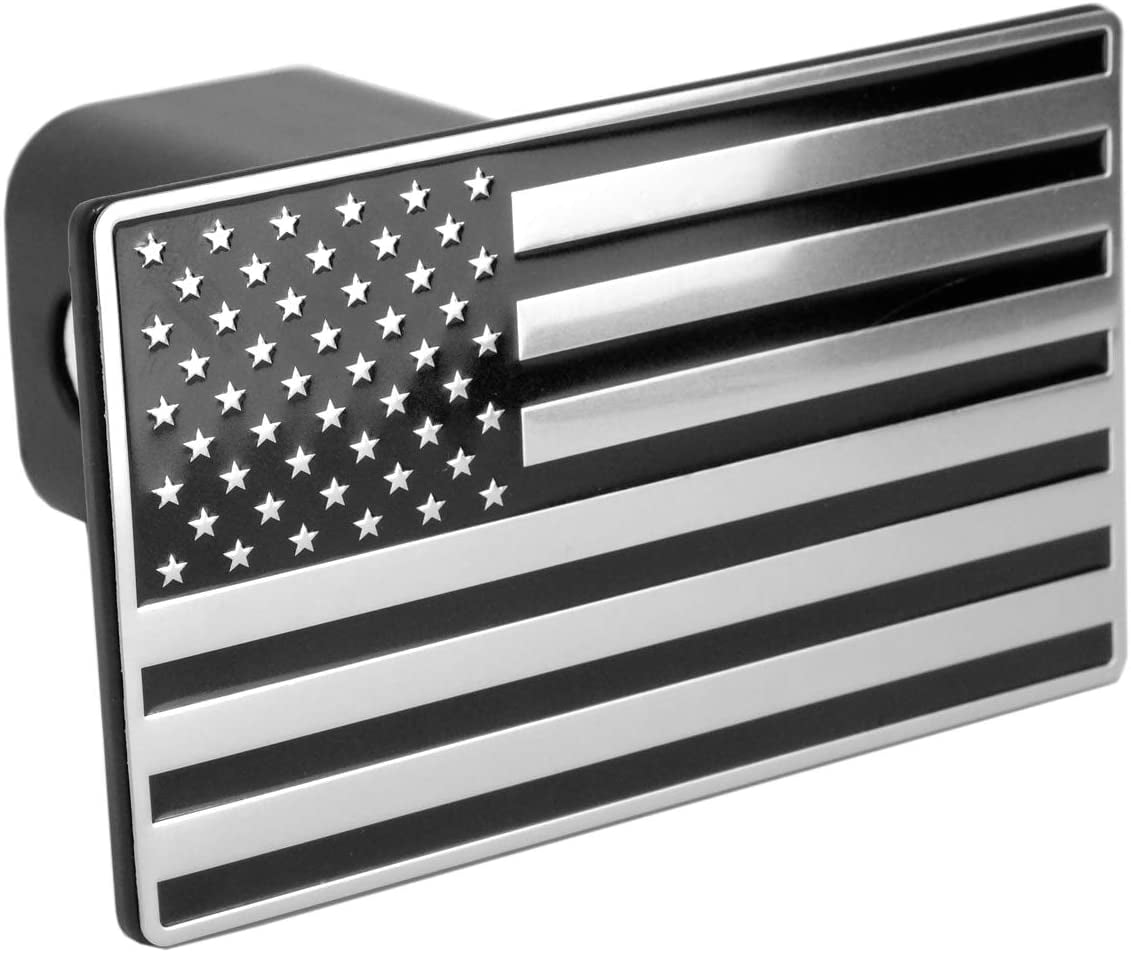 eVerHITCH US American Black & Chrome Flag Emblem Trailer Metal Hitch ...