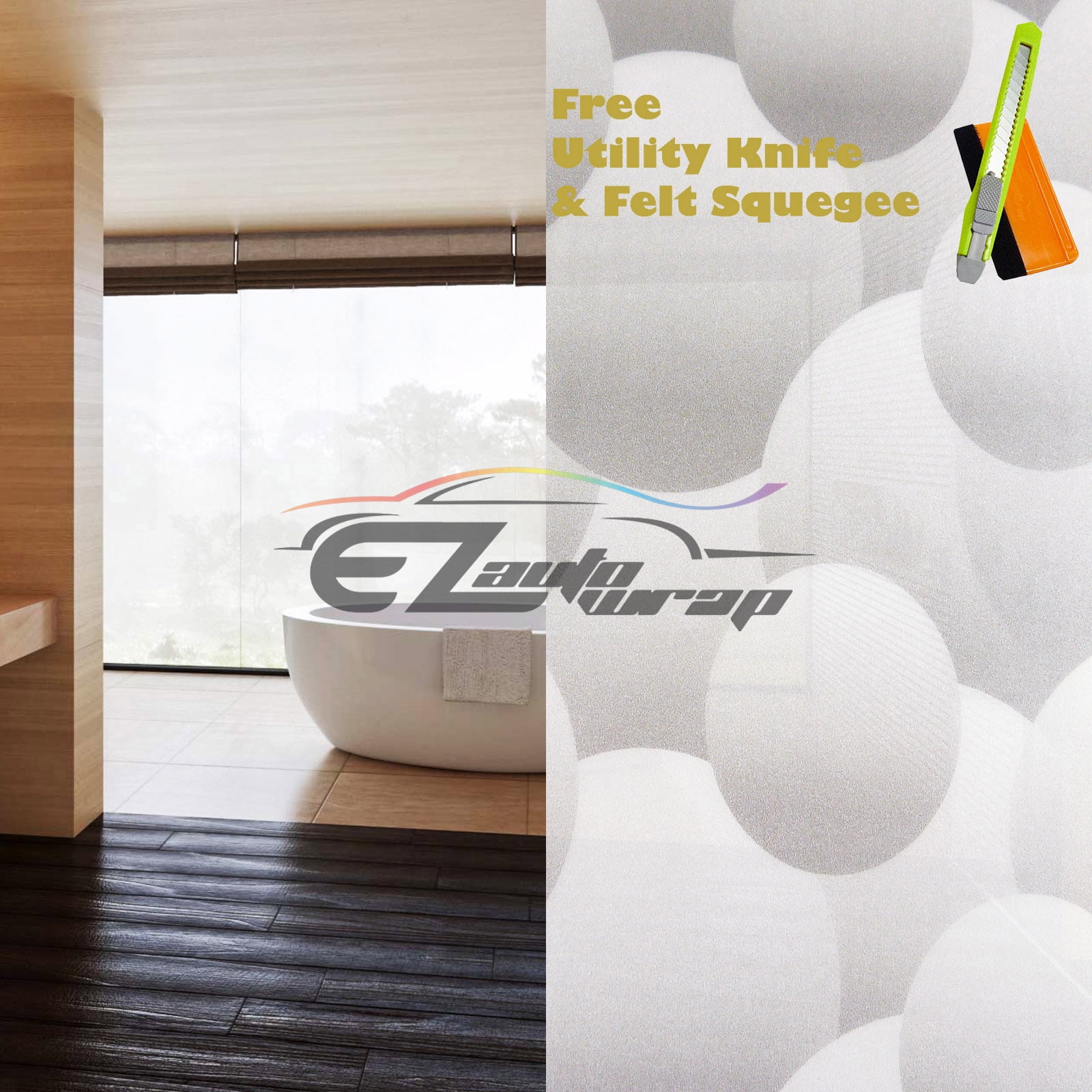 EZAUTOWRAP Bubble Frosted Glass Peel And Stick Window Film Home Bedroom ...