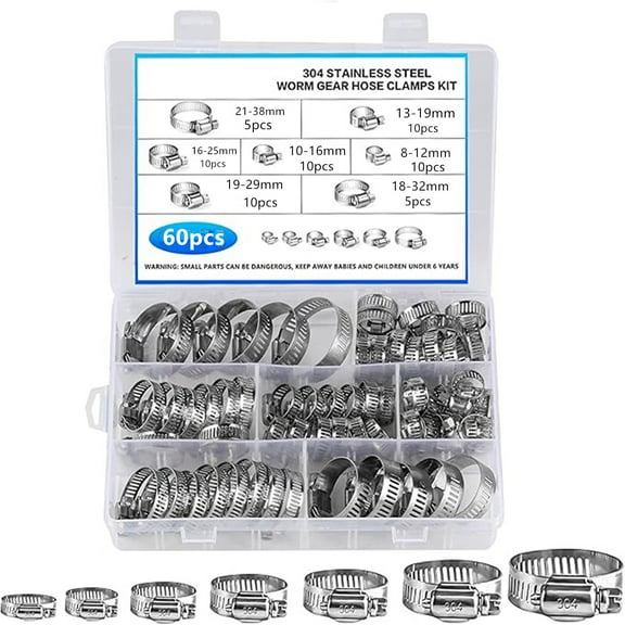 10 Packs Stainless Steel Single Ear Hose Clamps, Adjustable 10.8-13.3mm ...