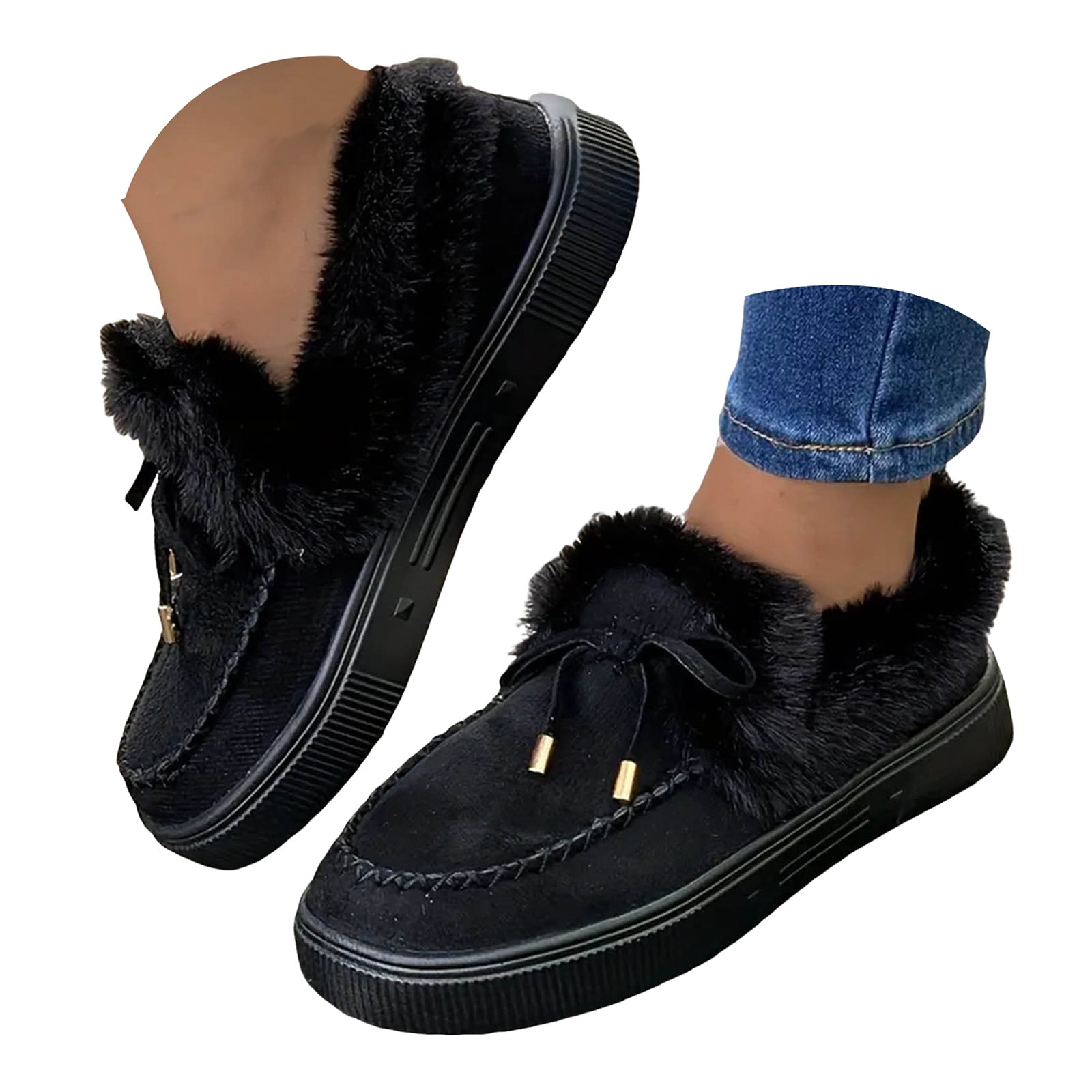 Click here for Mepaouo Winter Slip On Loafers For Women Fleece Li... prices