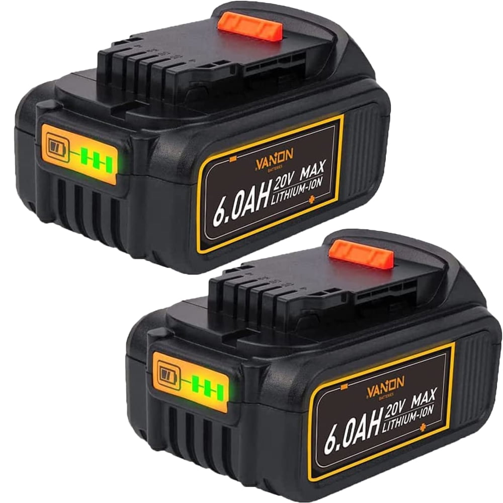 2 Pack 6.0Ah DCB206-2 For DEWALT 20V MAX Premium 6.0Ah DCB205-2 DCB206 ...