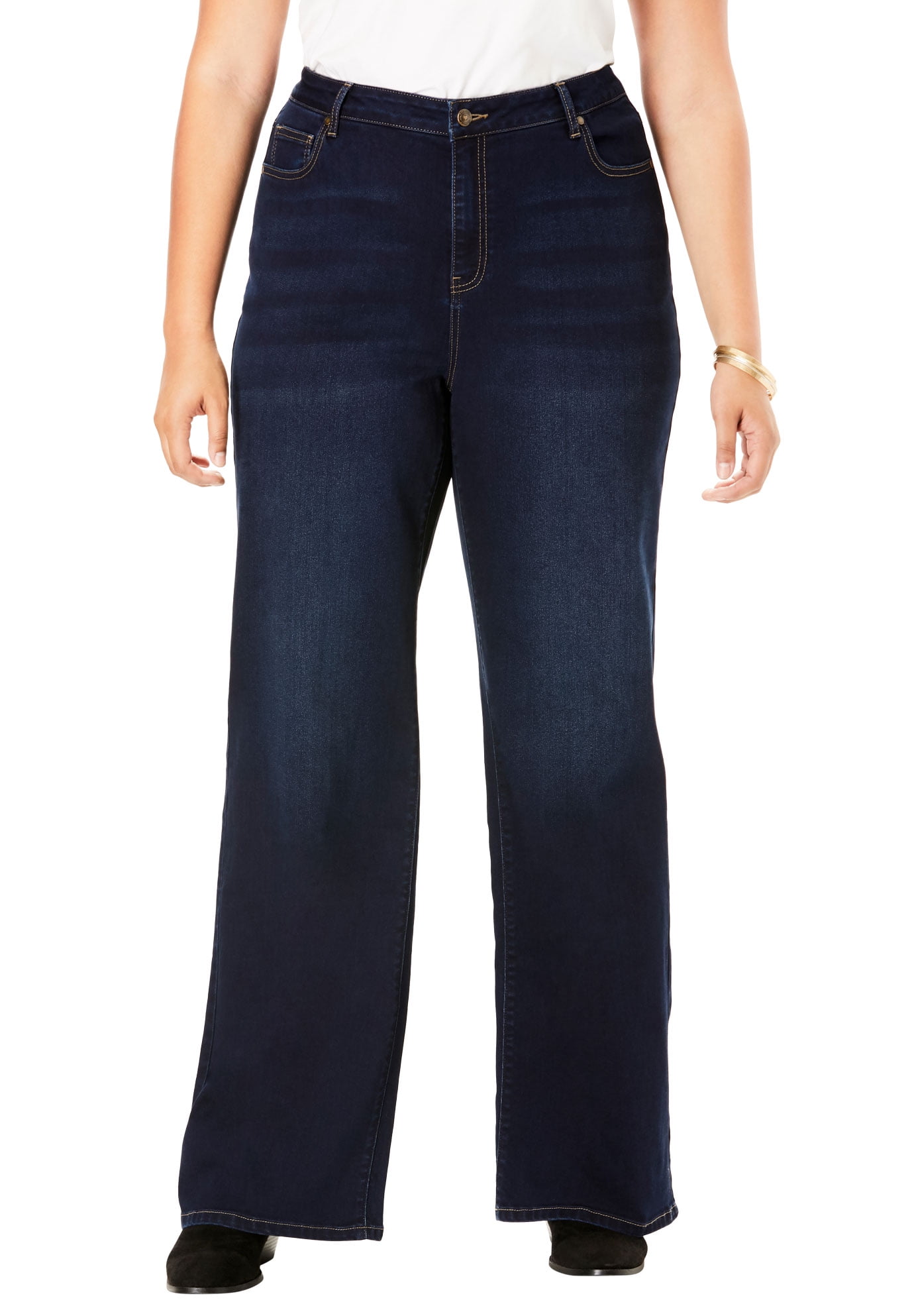 Roamans Roamans Womens Plus Size Wide Leg Jean With Invisible