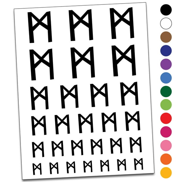 Norse Viking Dwarven Rune Letter M Water Resistant Temporary Tattoo Set ...