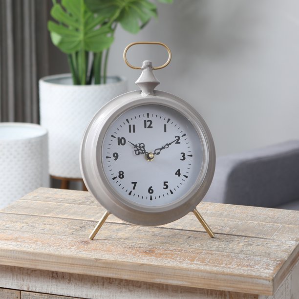 Round Decorative Table Clock Gray - Walmart.com - Walmart.com