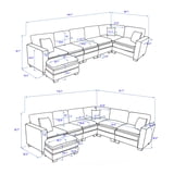HD JUNTUNKOR Oversized Modular Corduroy U-Shaped 7 Seat Sectional Sofa ...