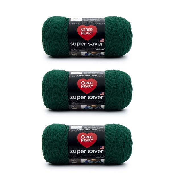 Red Heart Super Saver Hunter Green Yarn - 3 Pack of 198g/7oz - Acrylic ...